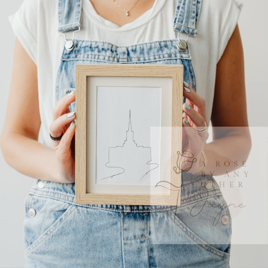 Jordan River LDS Temple - Single Line Art, Continuous Line Drawing ...