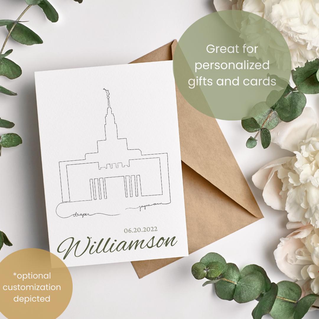 Draper, Utah LDS Temple - Single Line Art, Continuous Line Drawing ...