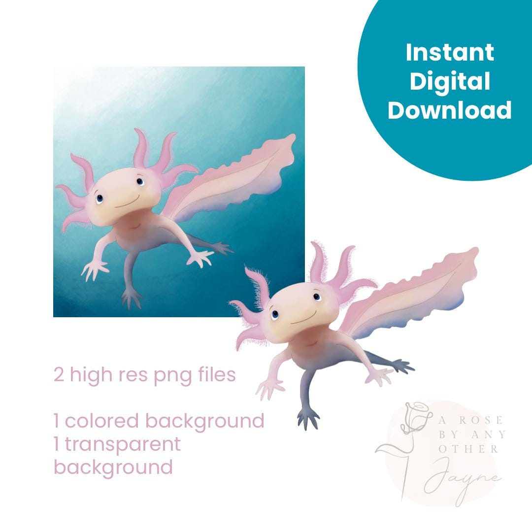 Axolotl Clip Art - Digital Download Clipart, Printable Art, Axolotl ...