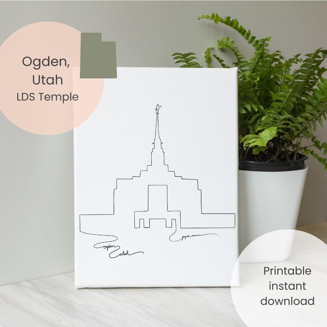 Ogden, Utah LDS Temple | Single Line Art, Church of Jesus Christ of ...