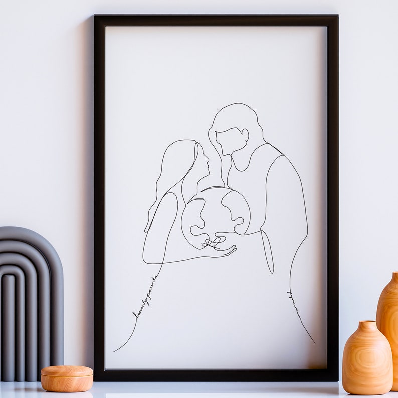 Heavenly Parents Continuous Line Art - Single Line Drawing, Heavenly ...