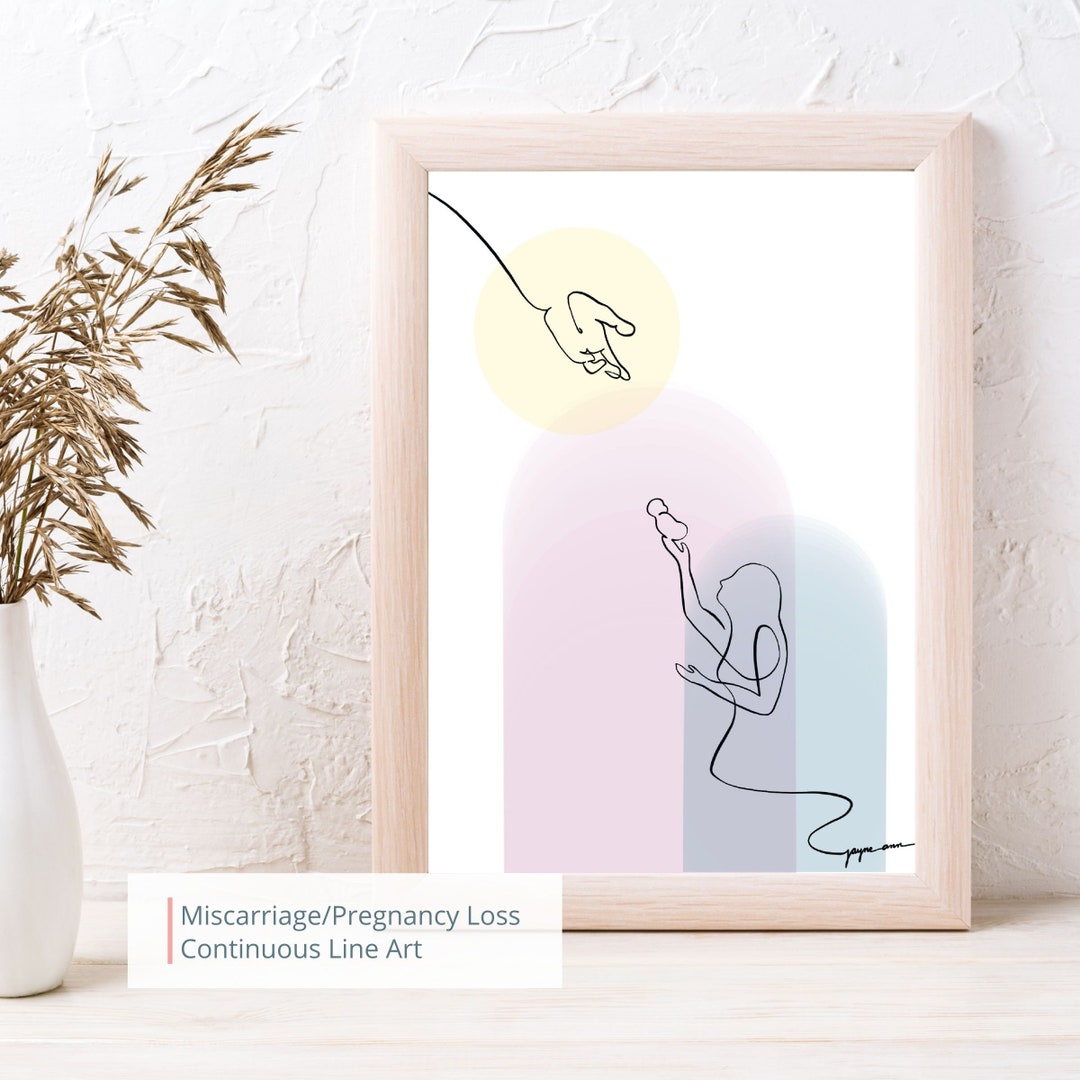 In His Hands - Continuous Line Art, Miscarriage Line Drawing, Single ...