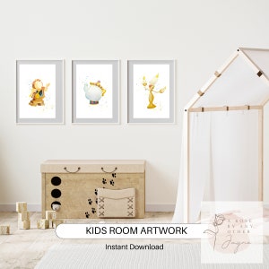 Be Our Guest - Set of Three Abstract Watercolor Paintings, Lumiere ...