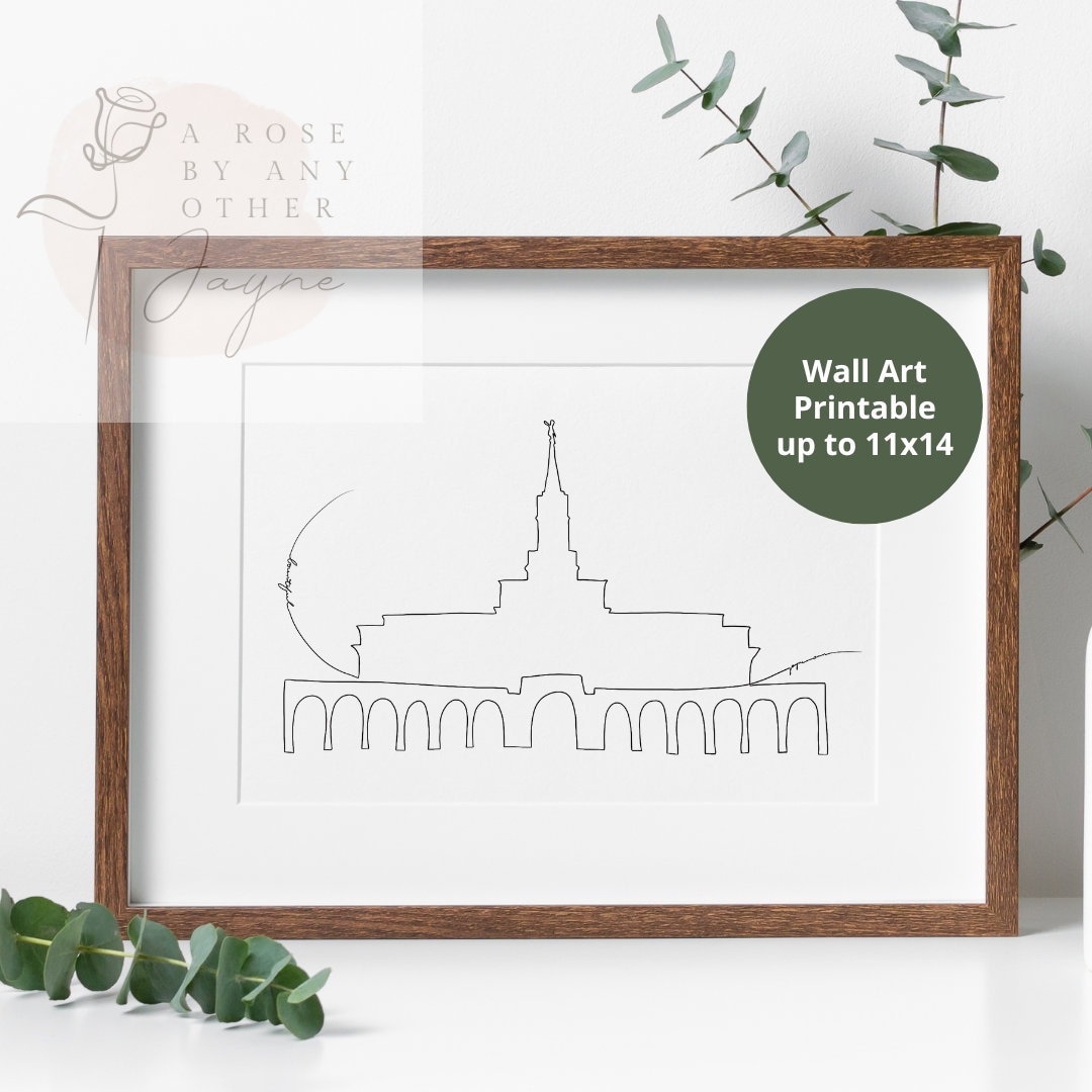 Bountiful LDS Temple - Single Line Art, Continuous Line Drawing ...