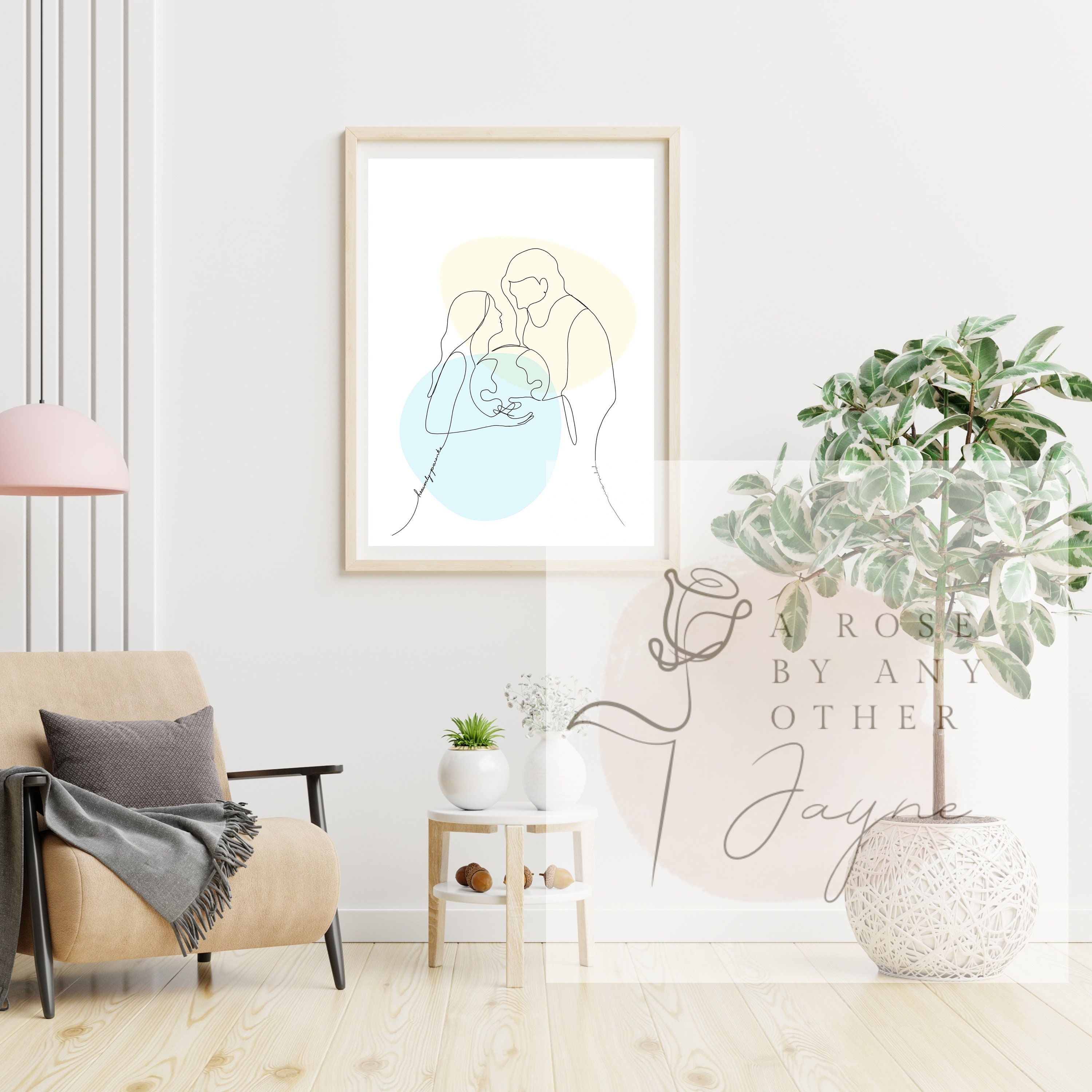 Heavenly Parents Continuous Line Art - Single Line Drawing, Heavenly ...