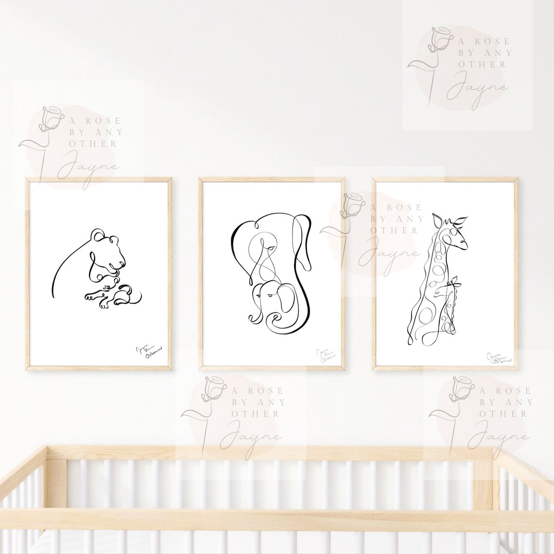 Safari Animals Single Line Art Set, Animal Print Line Drawing, One Line ...