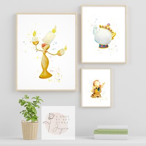 Be Our Guest - Set of Three Abstract Watercolor Paintings, Lumiere ...