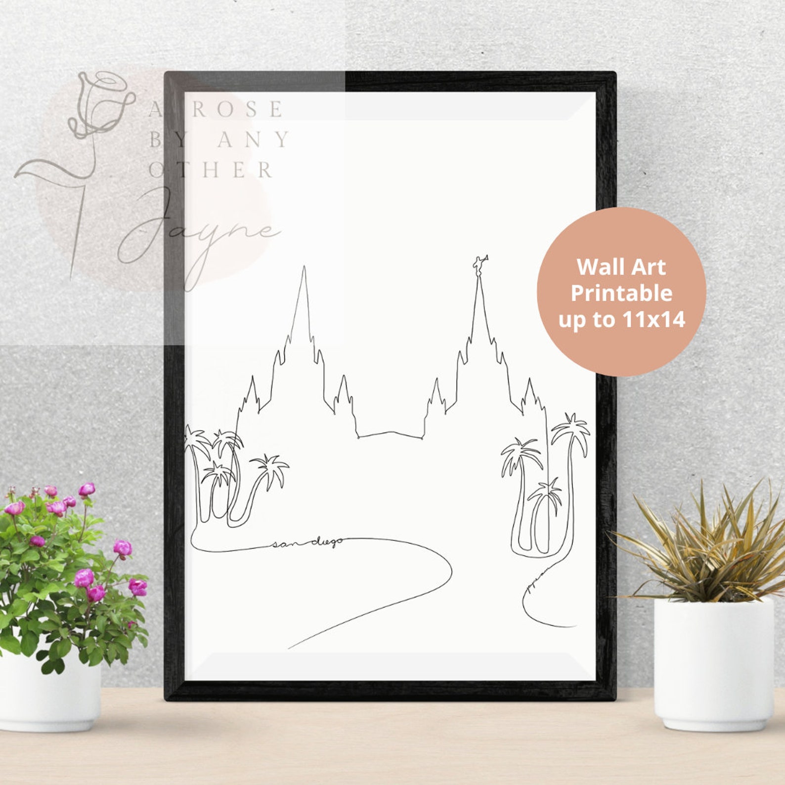 San Diego, California LDS Temple - Single Line Art, Continuous Line ...