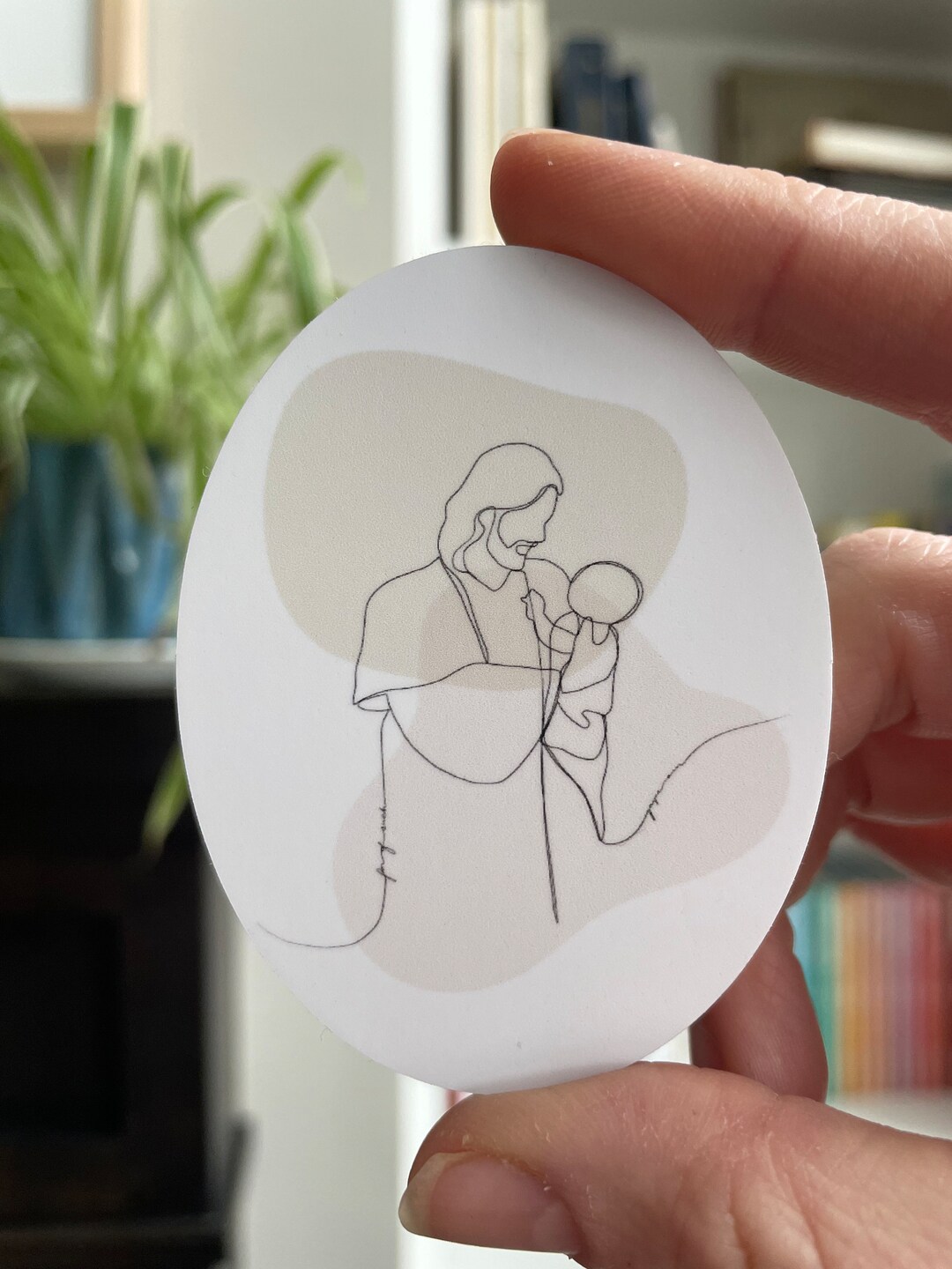 Jesus Christ Holding A Baby Line Drawing Sticker - Waterproof Vinyl ...