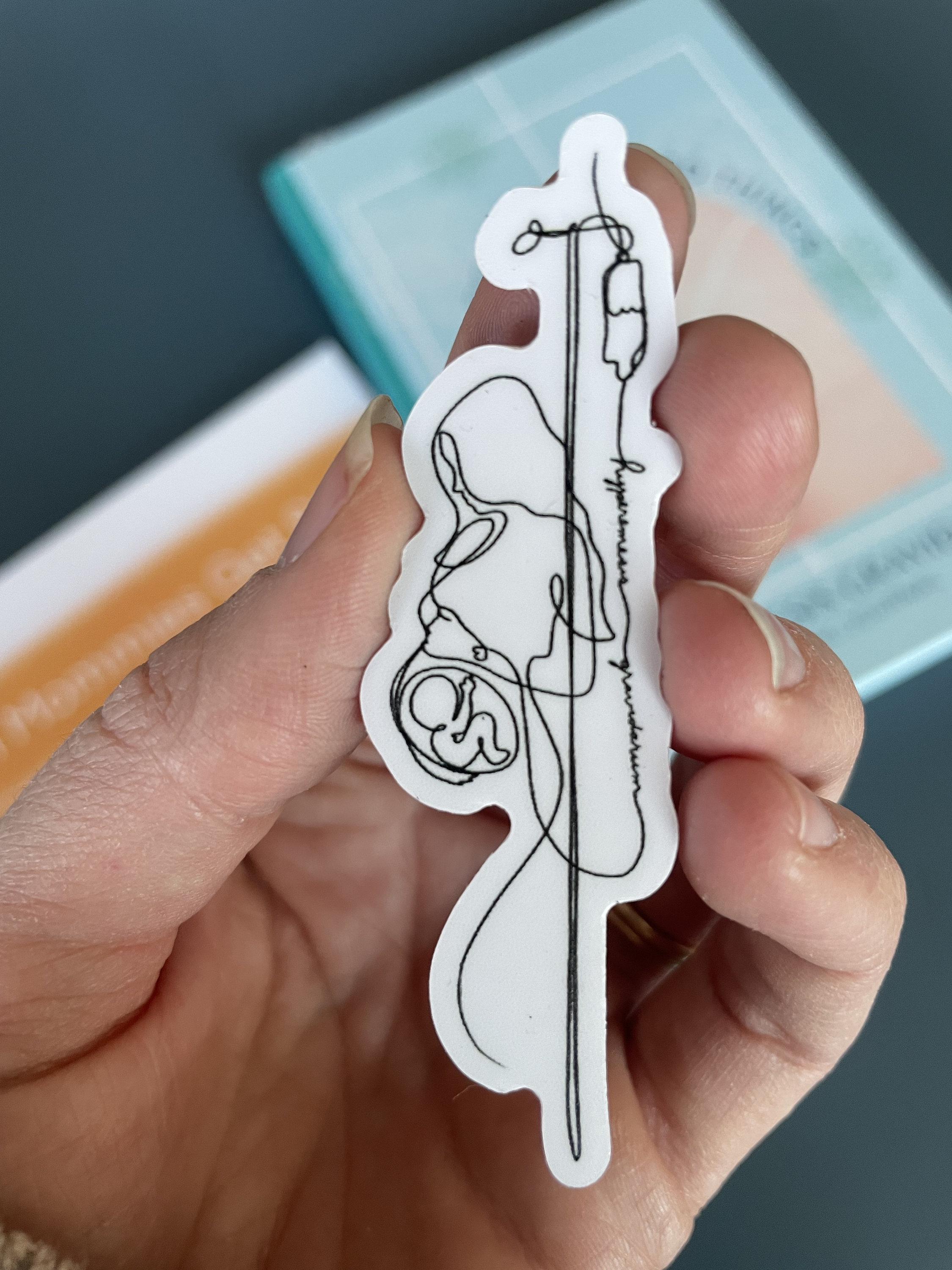 Hyperemesis Gravidarum Line Drawing Waterproof Sticker - HG Art, Gift ...