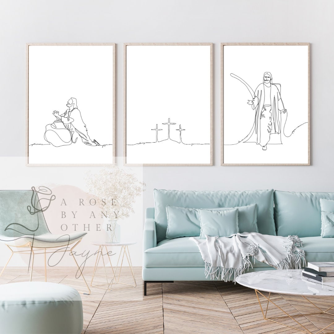 Calvary - Continuous Single Line Drawing of the Holy Cross Minimal Line ...