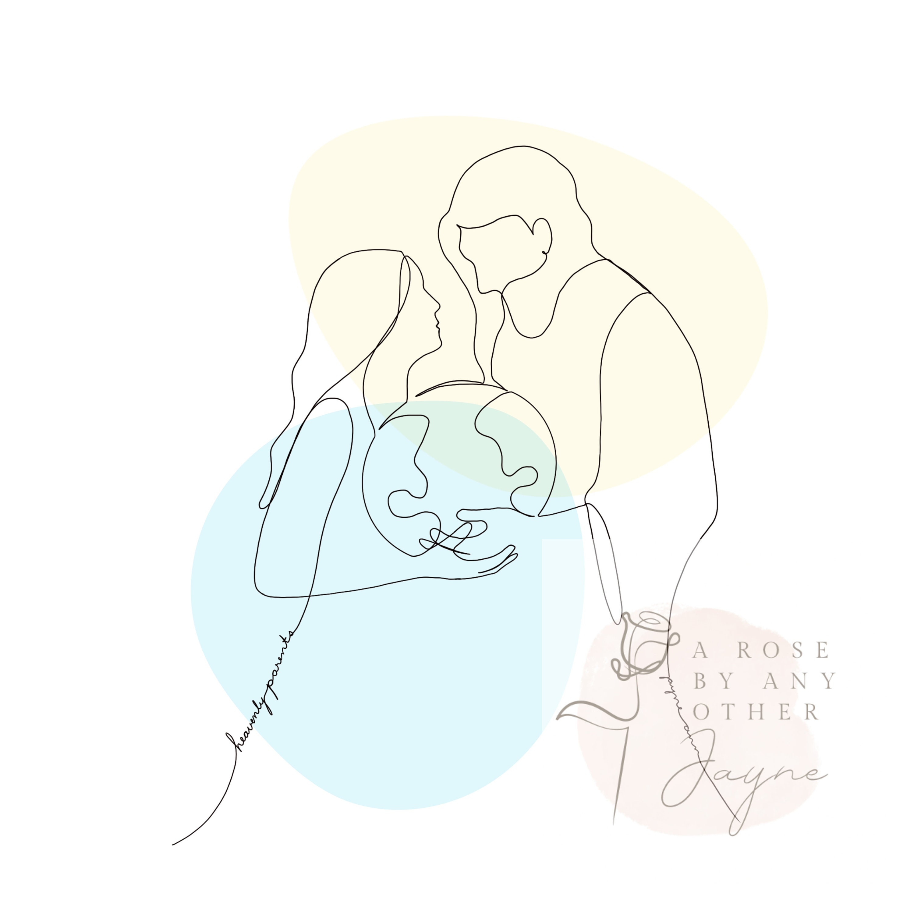 Heavenly Parents Continuous Line Art - Single Line Drawing, Heavenly ...