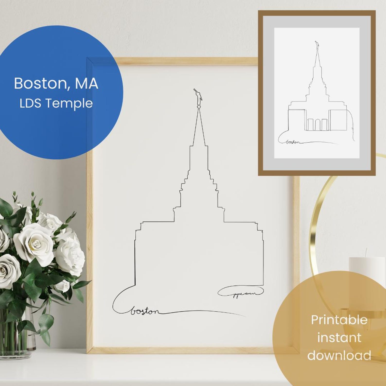 Boston, MA LDS Temple | Single Line Art, Church of Jesus Christ of ...