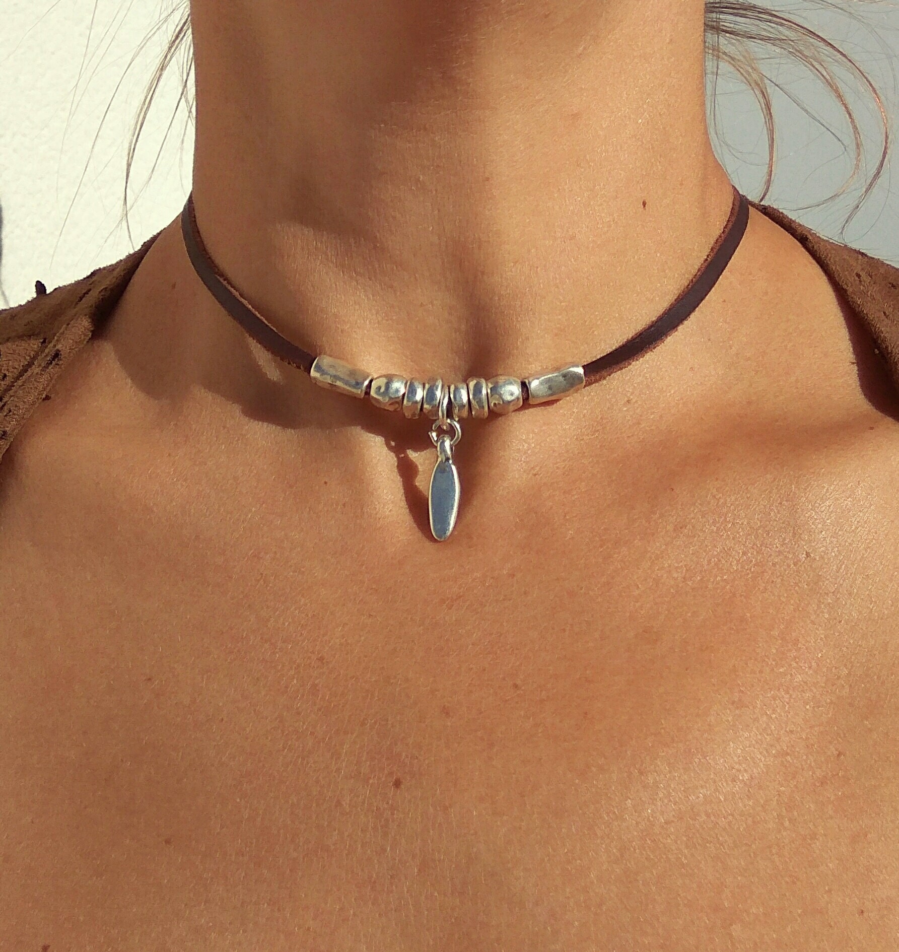 Leather Choker Necklace for Women Feather Choker Women | Etsy