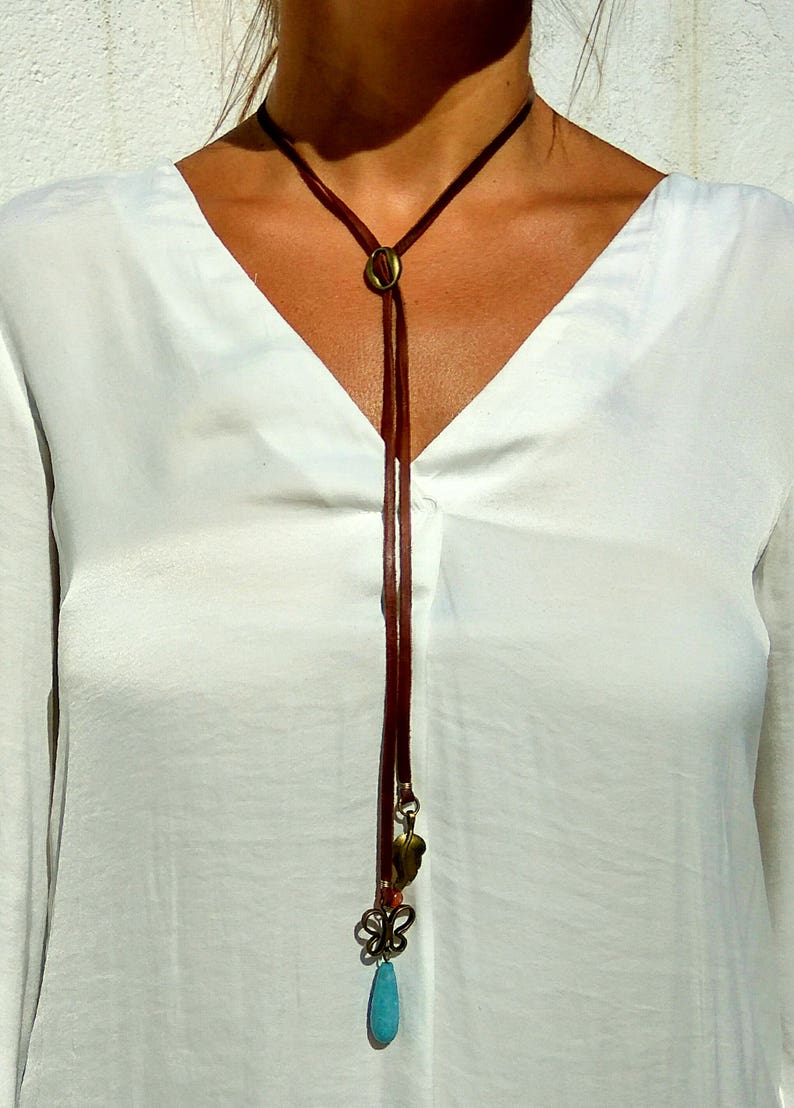 Butterfly Long Necklace Butterfly Leather Necklace Butterfly - Etsy