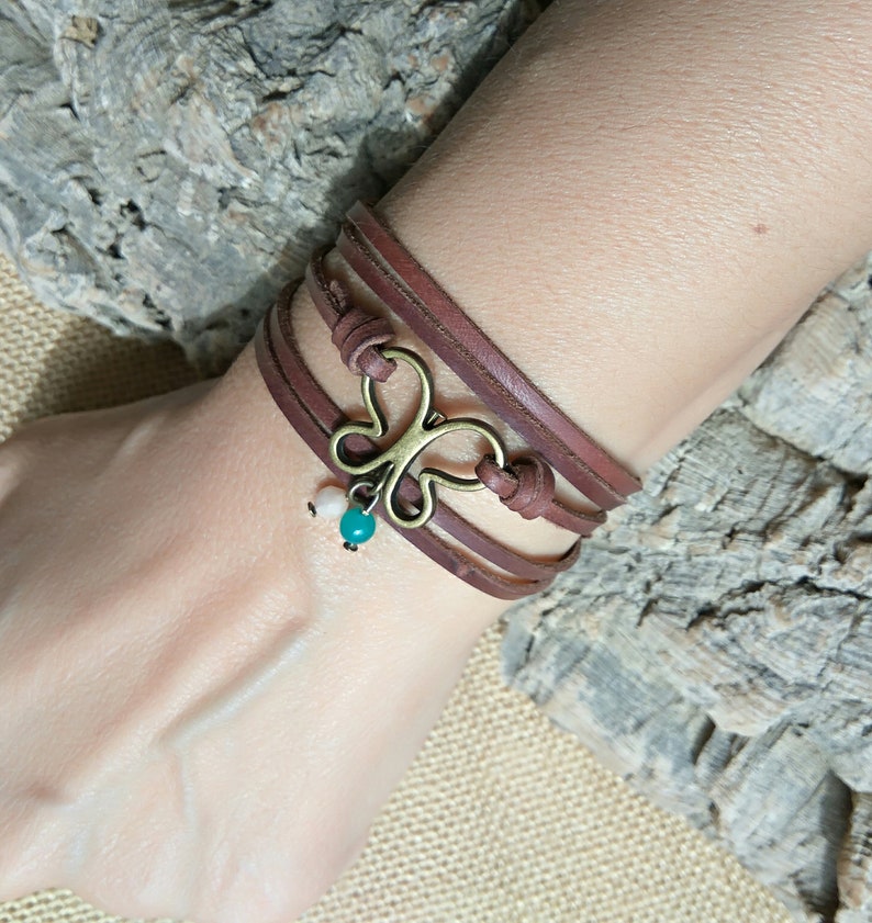 Butterfly Long Necklace Butterfly Leather Necklace Butterfly | Etsy