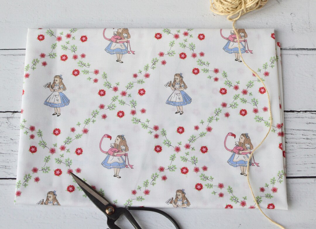 Alice in Wonderland Cotton Print Fabric From V&A Museum White Floral ...