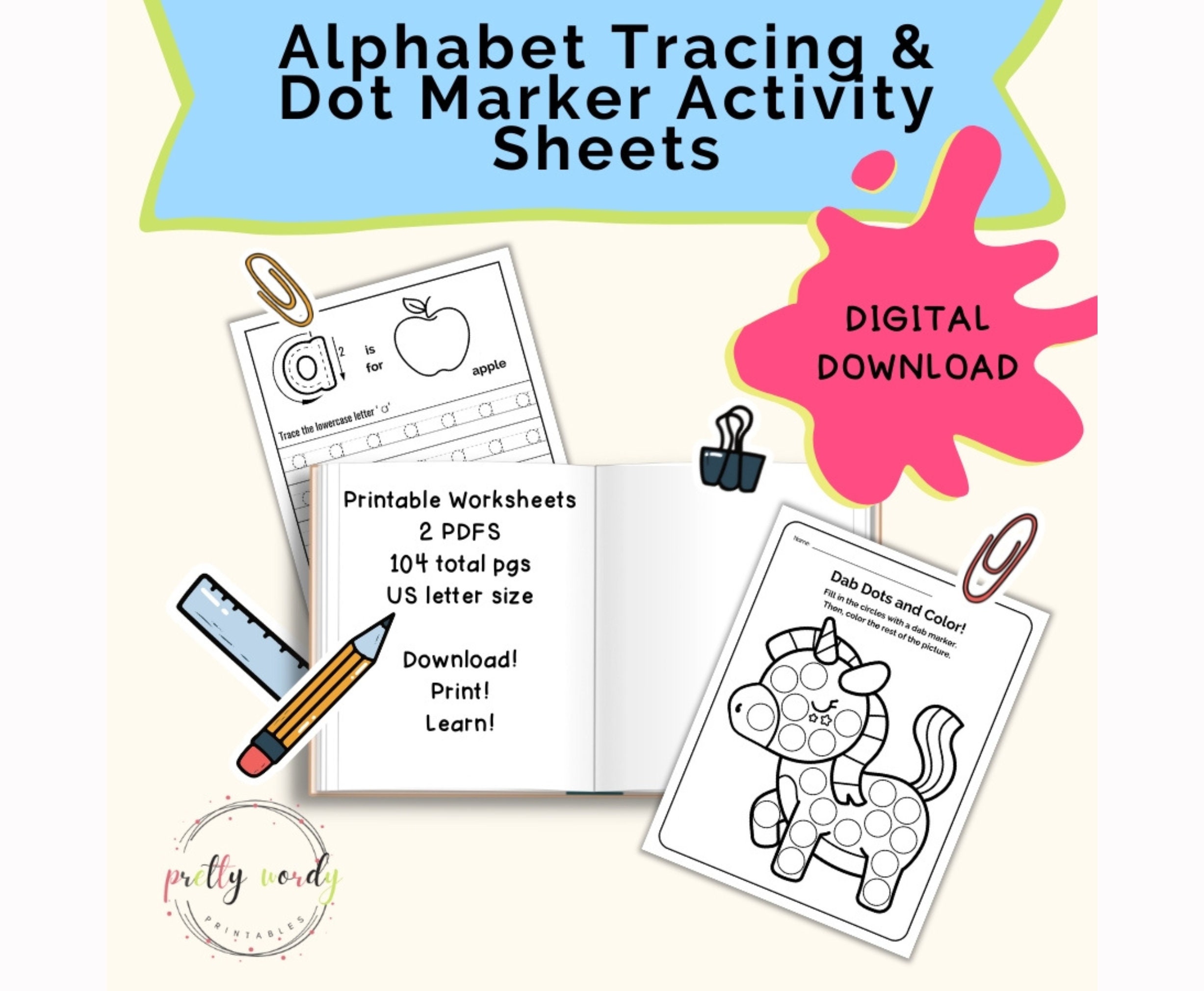 Preschool Alphabet Worksheets, ABC Tracing, Alphabet Tracing Practice ...