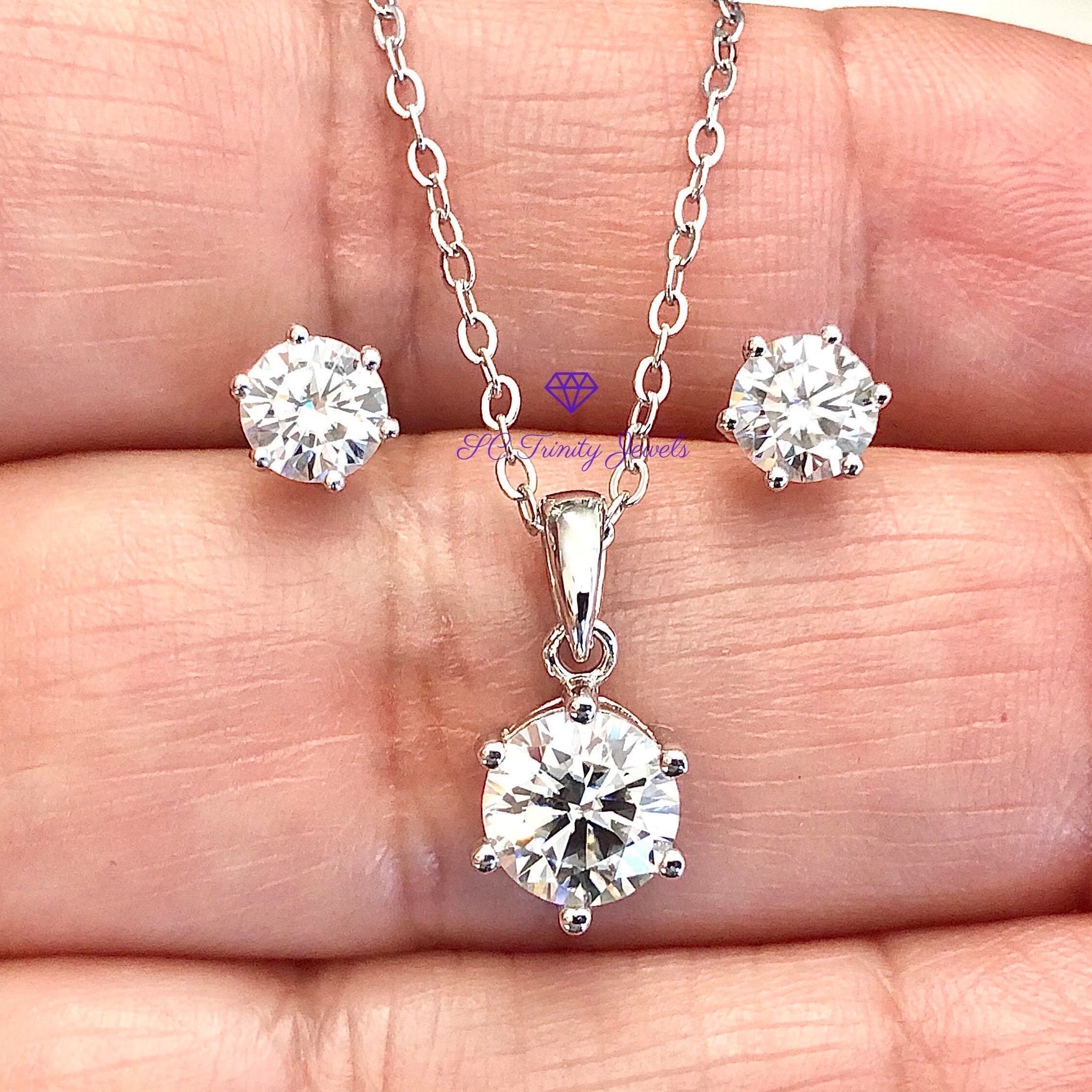 2 Ctw Moissanite Necklace D Colorless Moissanite Moissanite Etsy