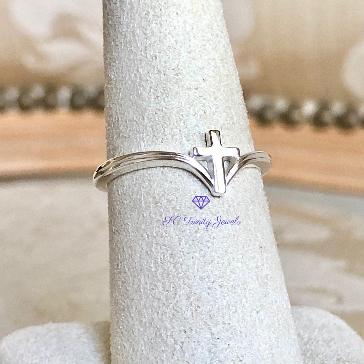 Sterling Silver Cross Ring V Shaped Tapered Band Plain Cross | Etsy