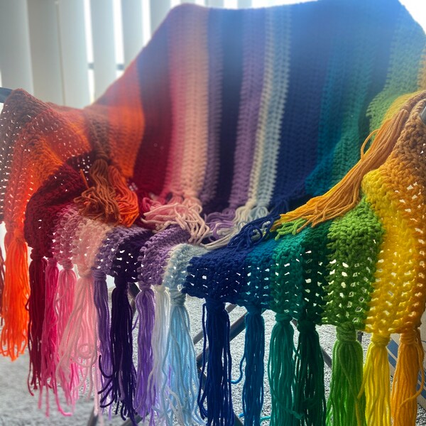 Rainbow Shawl - Etsy