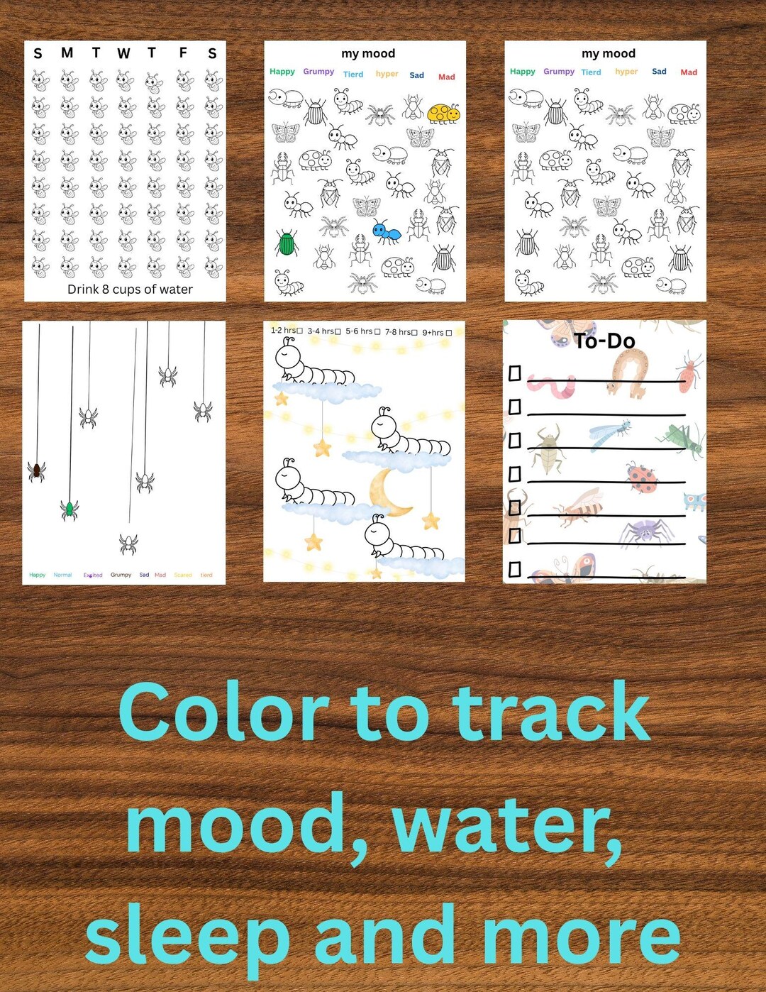Bug & Spider Mood Charts, Printable Feelings Check-in for Kids, Autism ...