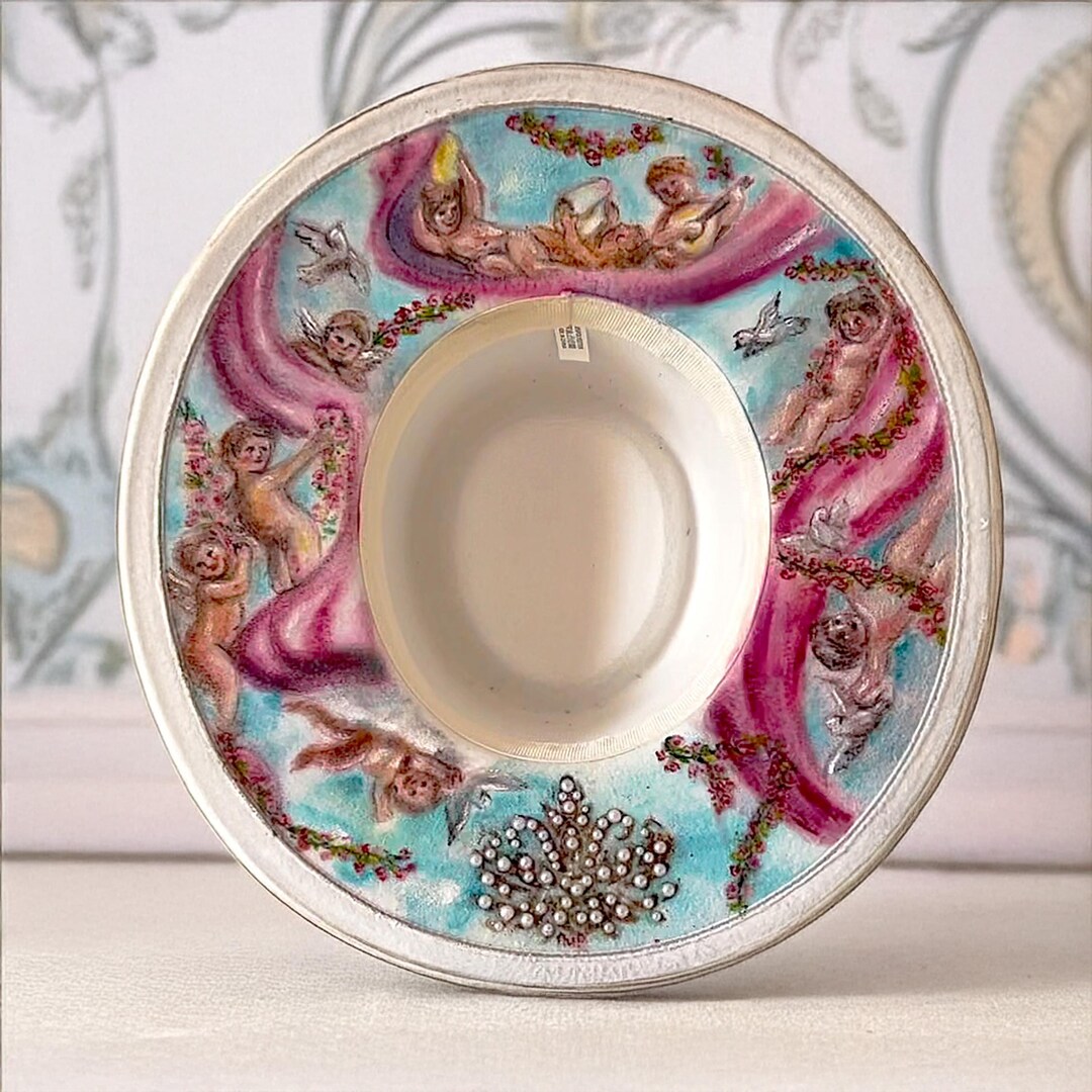 Hand-painted White Fedora Hat – Rococo & Renaissance Angels, Elegant ...
