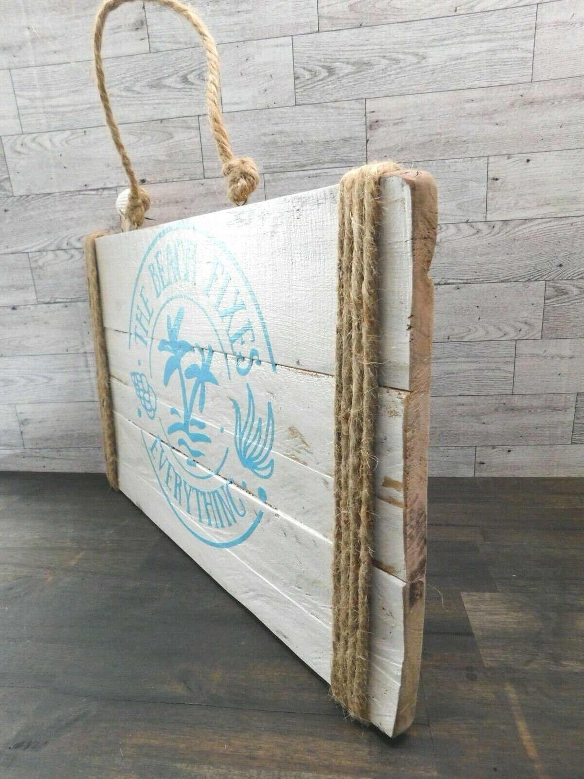 Reclaimed Wood Pallet Sign Vinyl Decal Beach Coastal Nautical 17" W X ...