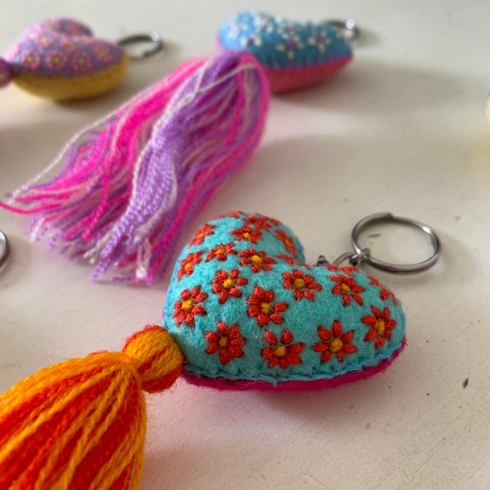 Embroidered Love Heart Boho Valentines Gifts Tassel Zipper Pull ...