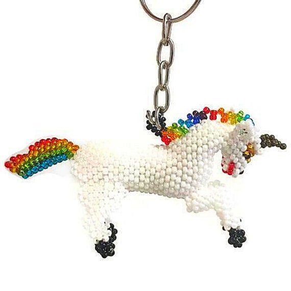 Unicorn Pride Seed Bead Key Chain Rainbow Zipper Pull | Etsy