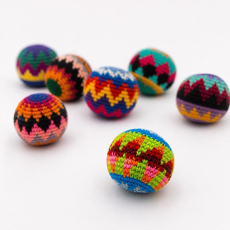 Hand Knit Multicolor Hacky Sack Foot Bag Stress Ball Crochet Bocce Ball ...