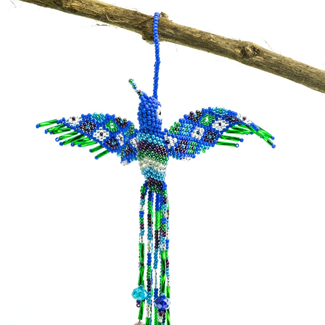 Hummingbird Seed Bead Boho Ethically Made Ornament Decor Rearview ...