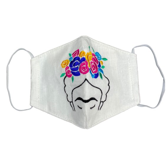 Frida Kahlo Embroidered Mexican Face Mask with Filter Pocket | Etsy