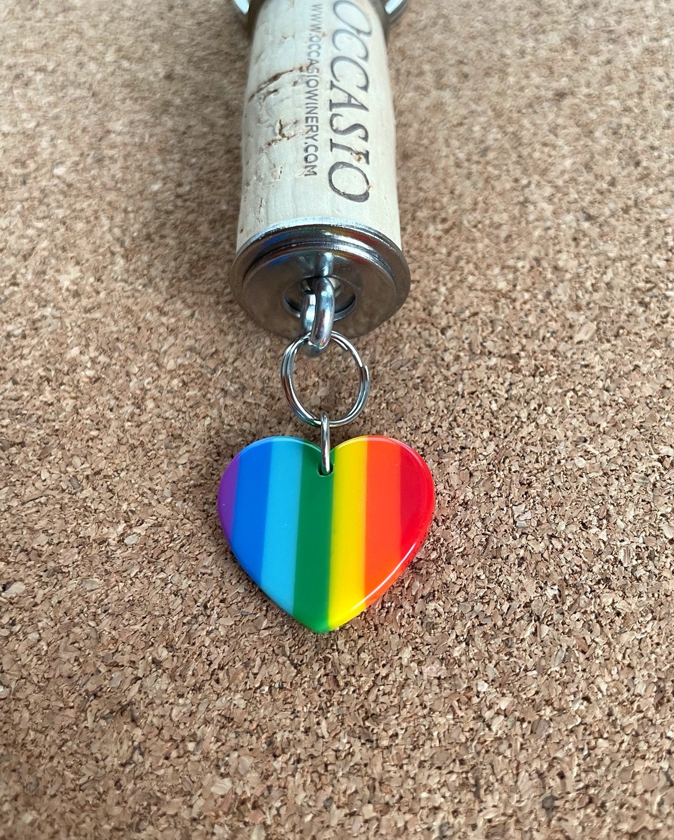 Cork Keychain Rainbow Heart Keychain Pride Keychain - Etsy