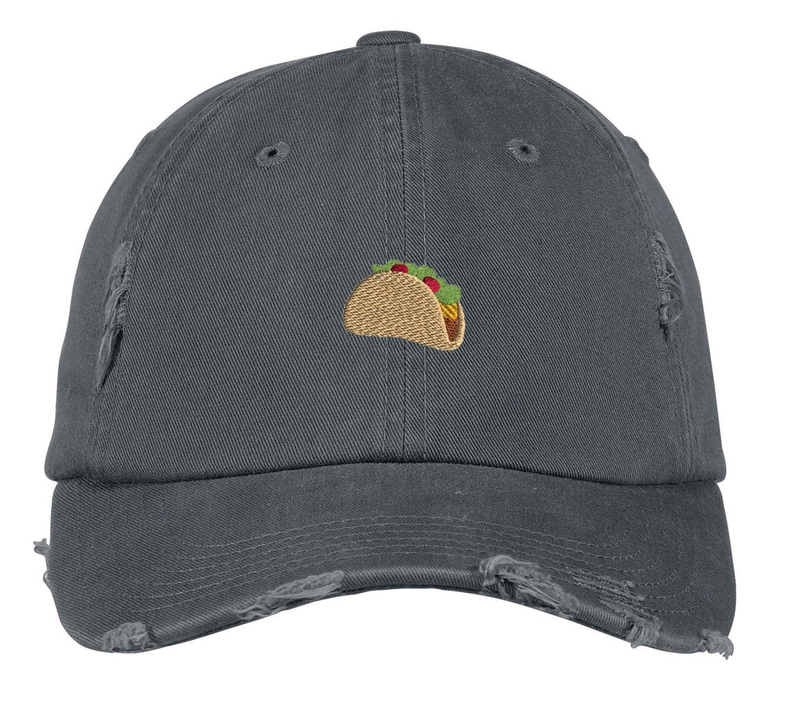 Taco Hat Embroidered Baseball Cap Distressed - Etsy