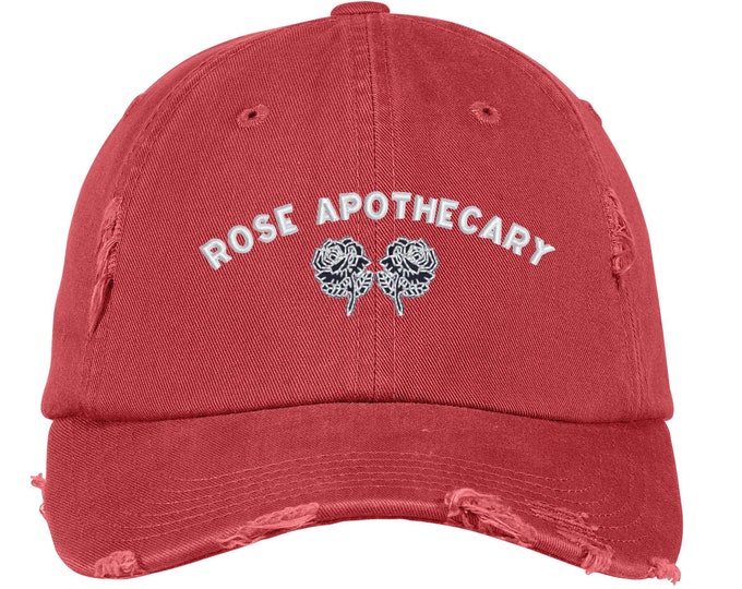 Rose Apothecary Hat, Embroidered Baseball Cap, Distressed - Etsy