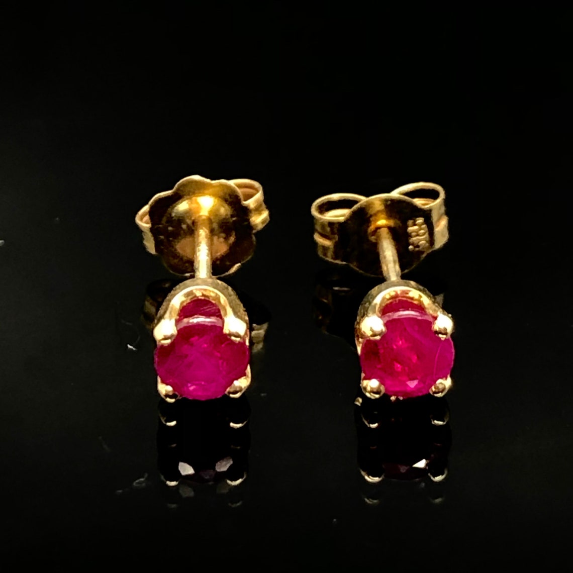 100% Natural Ruby Earrings Stud Genuine High Quality Real Ruby 14k Gold ...