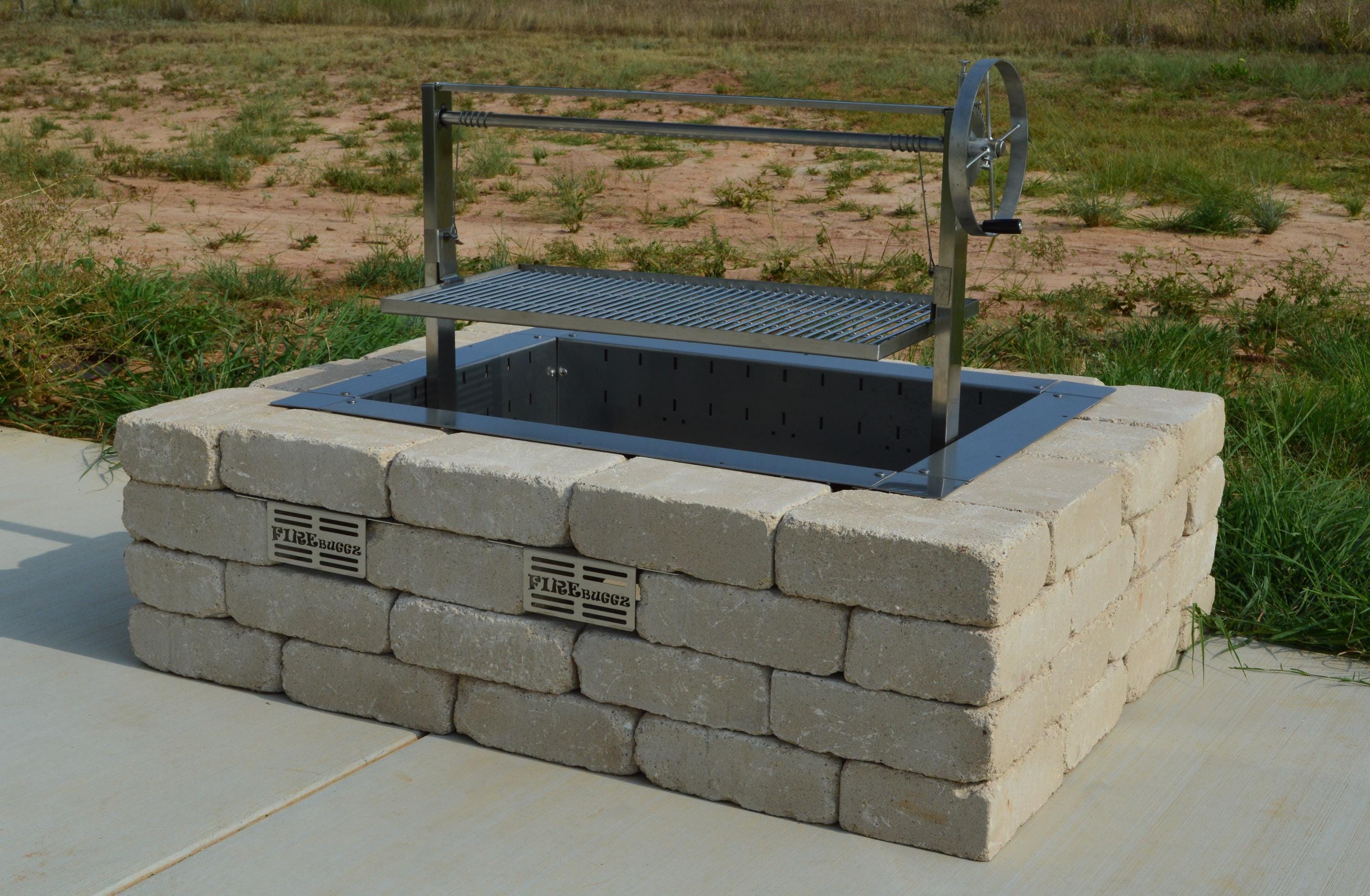 Santa Maria Argentine Stainless Steel Firepit Grill Bundle Outdoor BBQ ...