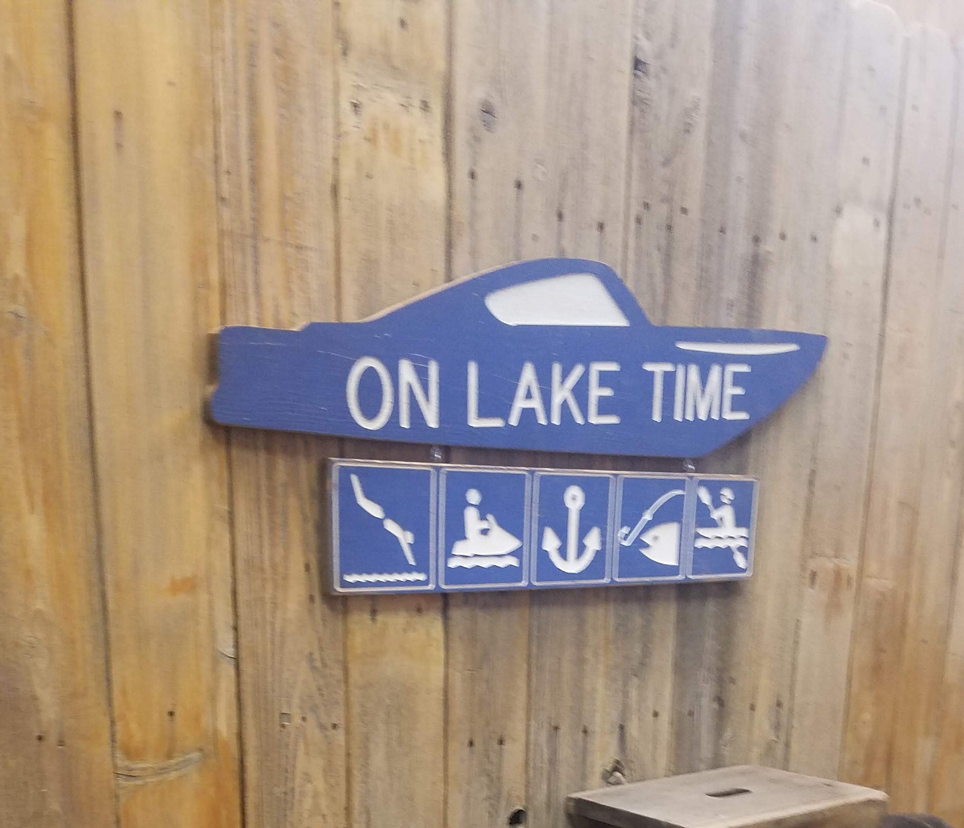 On Lake Time Engraved Wood Sign, Lake House sign, Boat Dock, Marina ...