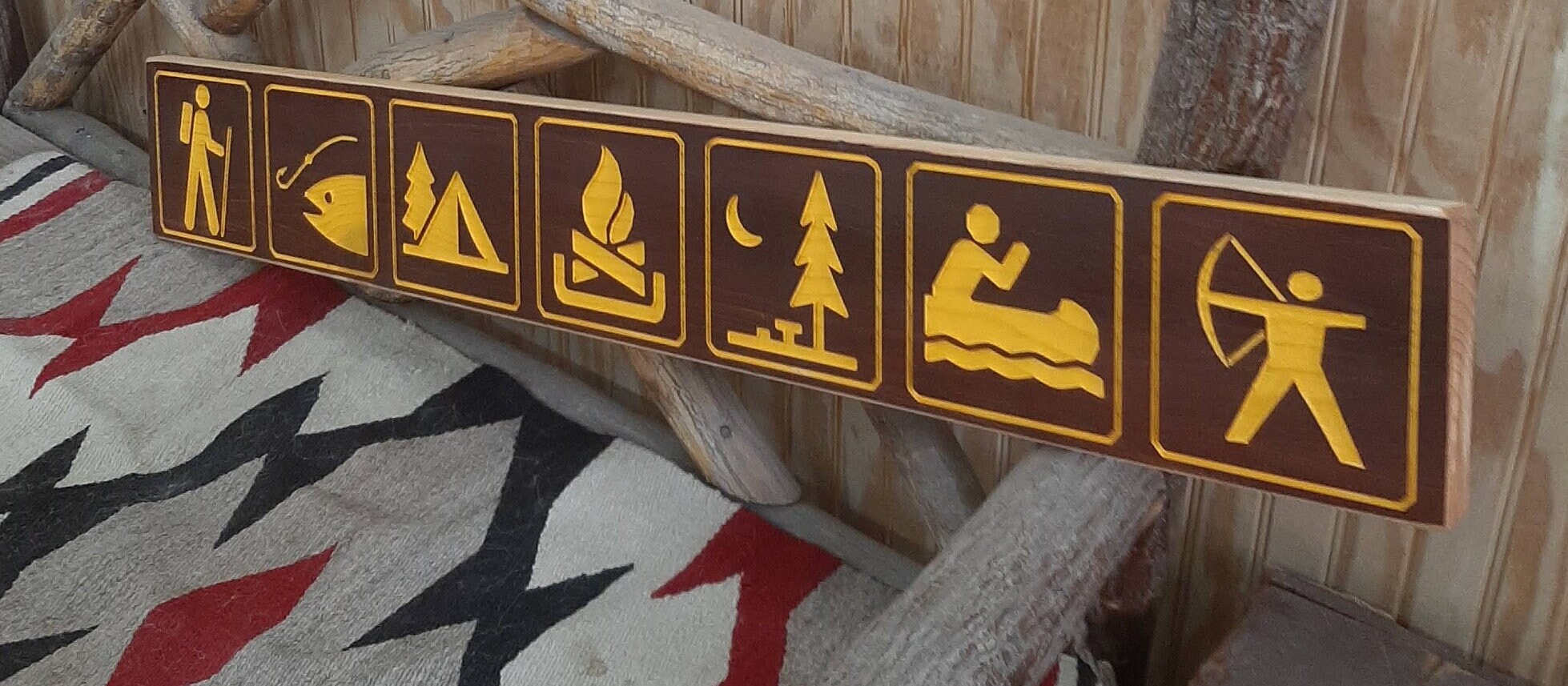 Camping Icons Carved Rustic Wood Sign/outdoor - Etsy