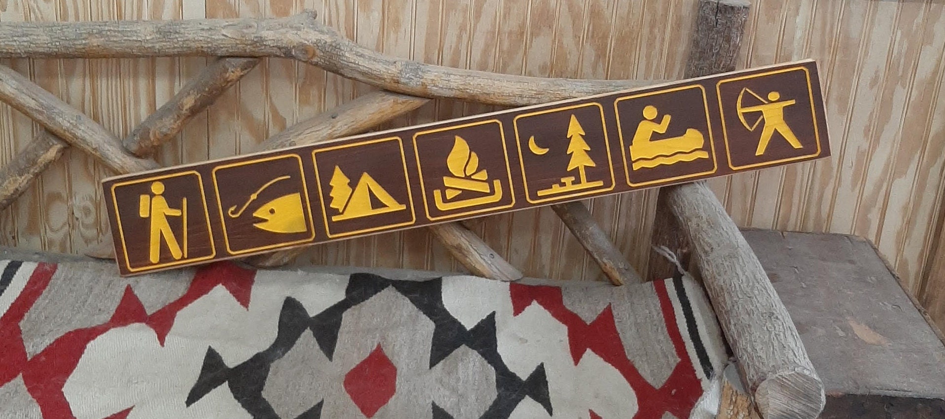 Camping Icons Carved Rustic Wood Sign/outdoor - Etsy
