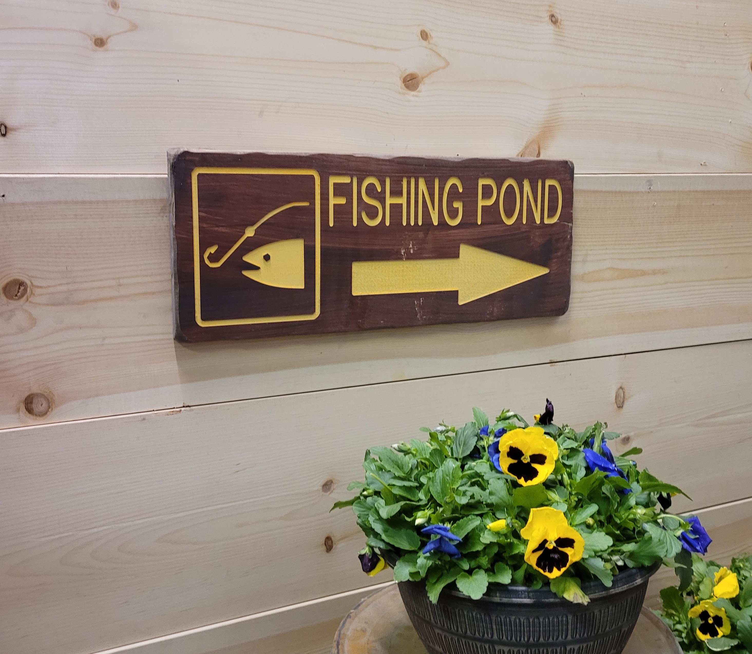 Fishing Pond/Rustic/Carved/Wood Sign/Kids Room Décor/Cabin/Patio/Deck/