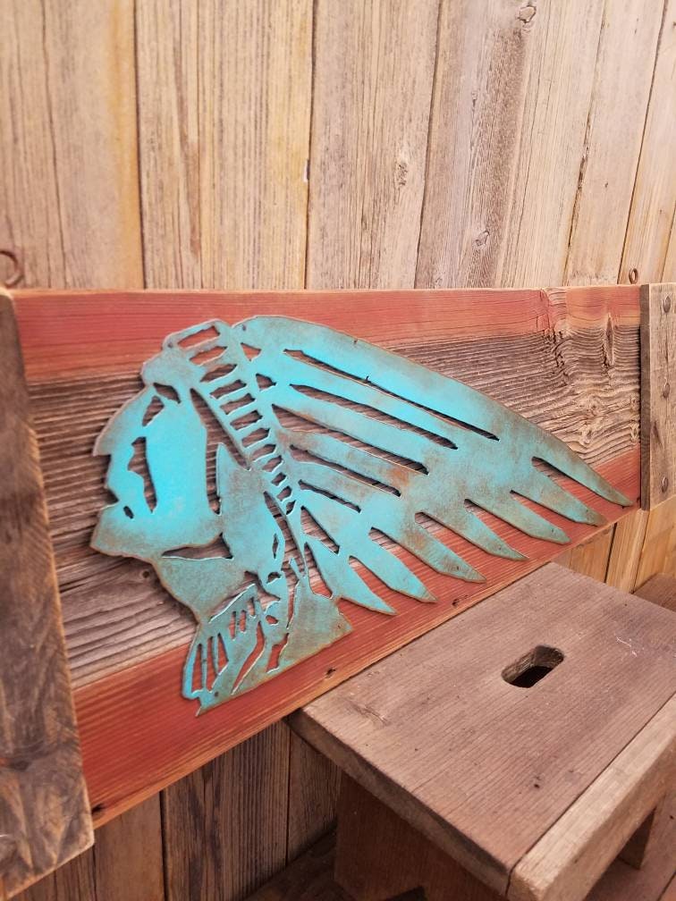 Native American Art Piece/Rustic Wood Sign/Vintage Inspired/Cabin/Home ...