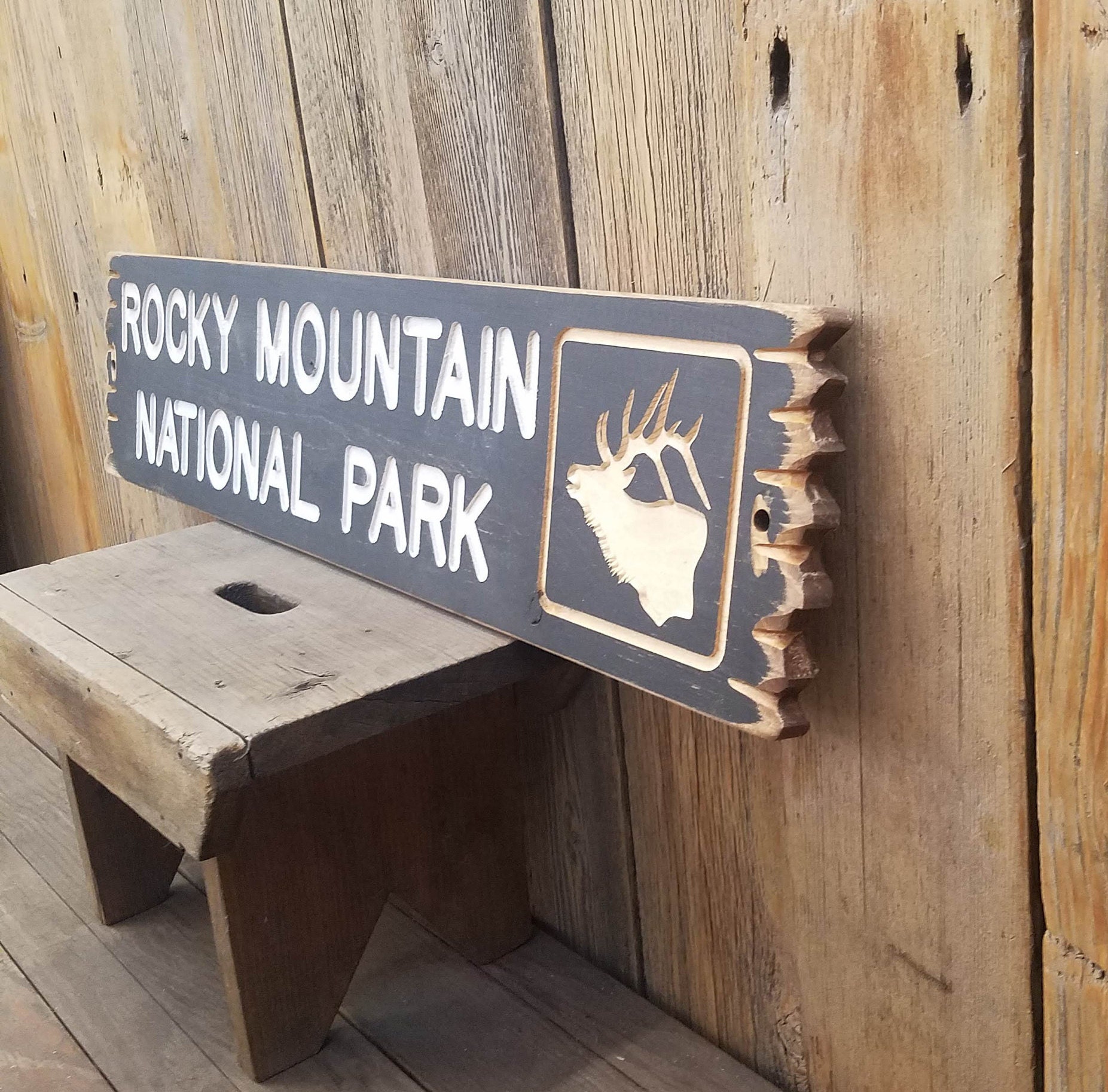ROCKY MOUNTAIN National Park/Distressed/Wood/Sign/Colorado/Elk/Cabin ...