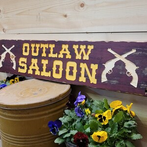 OUTLAW Saloon/rustic/carved/wood Sign/ranch Sign/home/décor/western/man ...