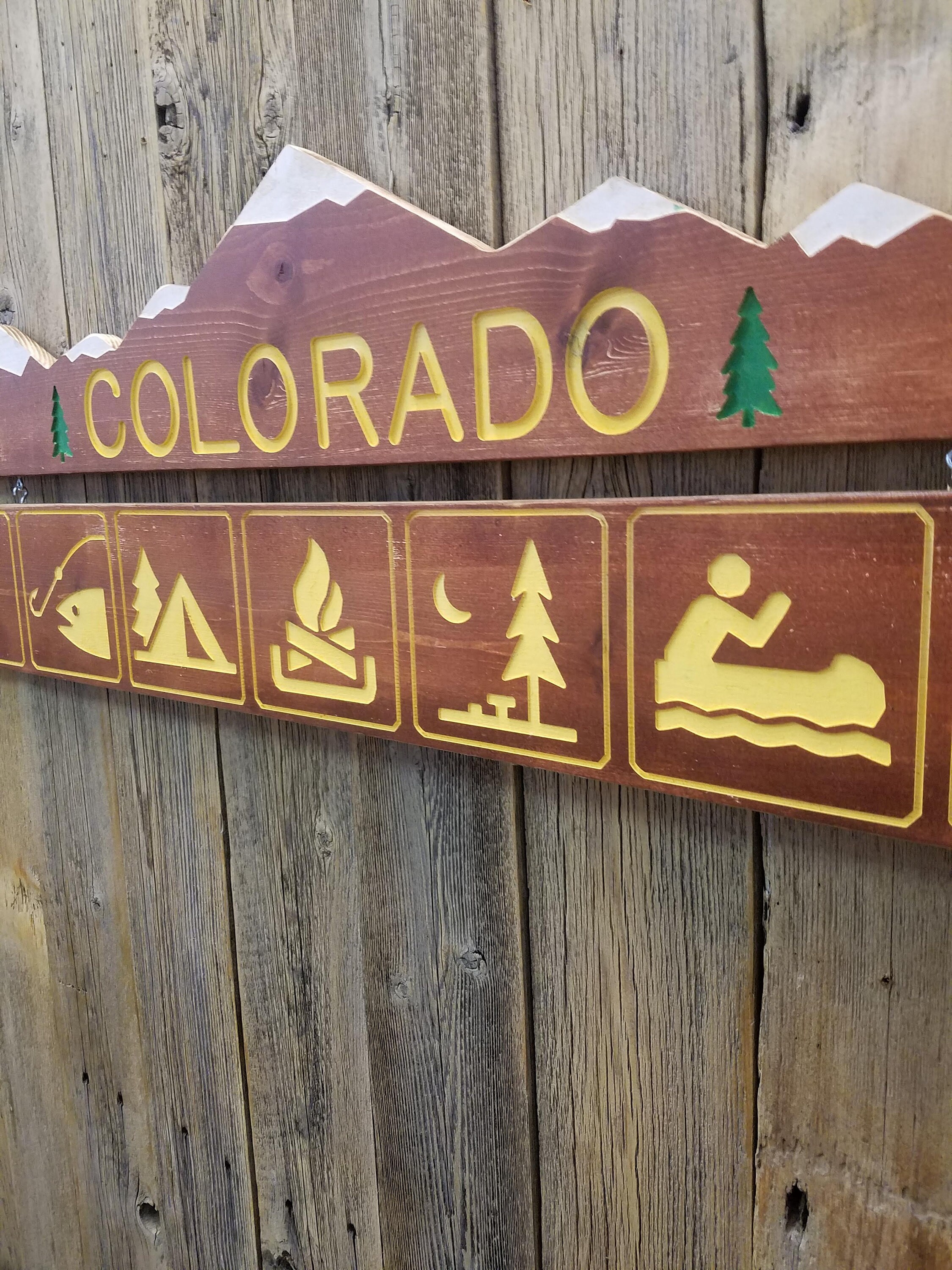 Colorado/Rustic/Carved/Mountains/Wood/Sign/Recreational | Etsy