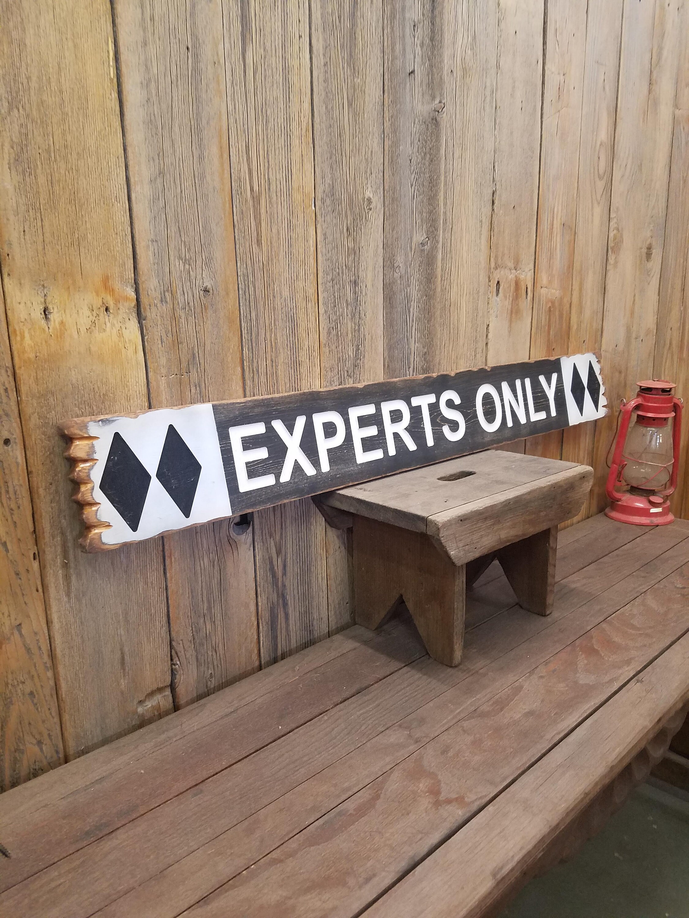 EXPERTS ONLY/Carved/Rustic/Wood/Sign/Cabin/Lodge/décor/ Snow skiing ...