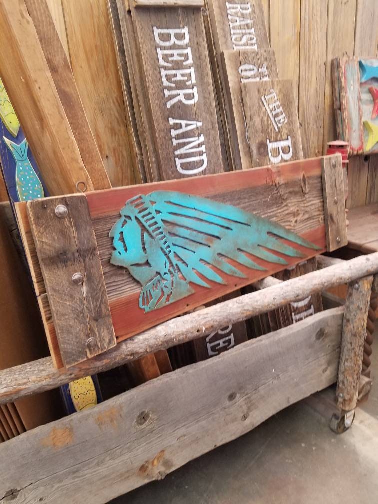 Native American Art Piece/Rustic Wood Sign/Vintage Inspired/Cabin/Home ...
