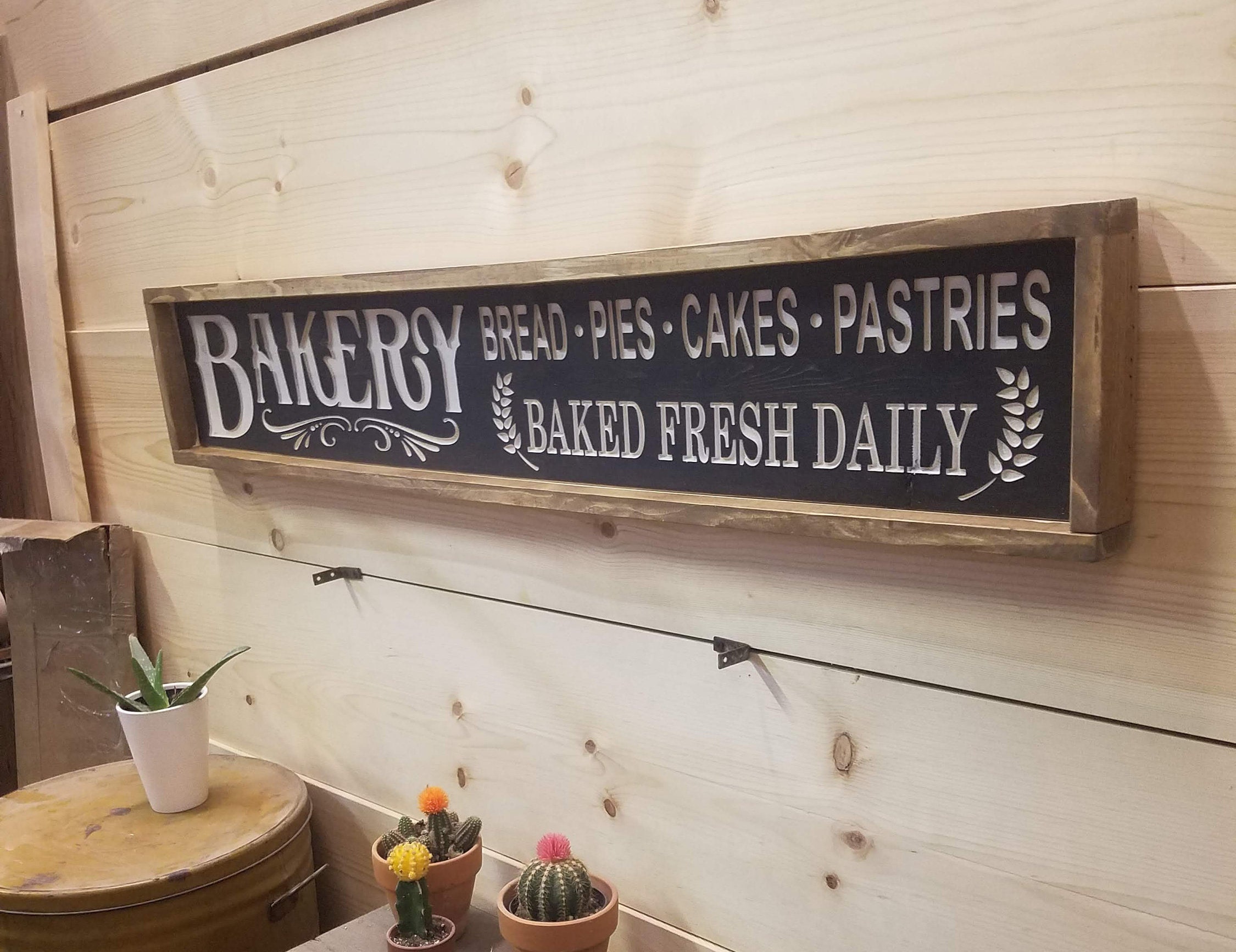 Bakery/Rustic Carved Wood Sign/Framed/Farmhouse Signs/Kitchen décor ...