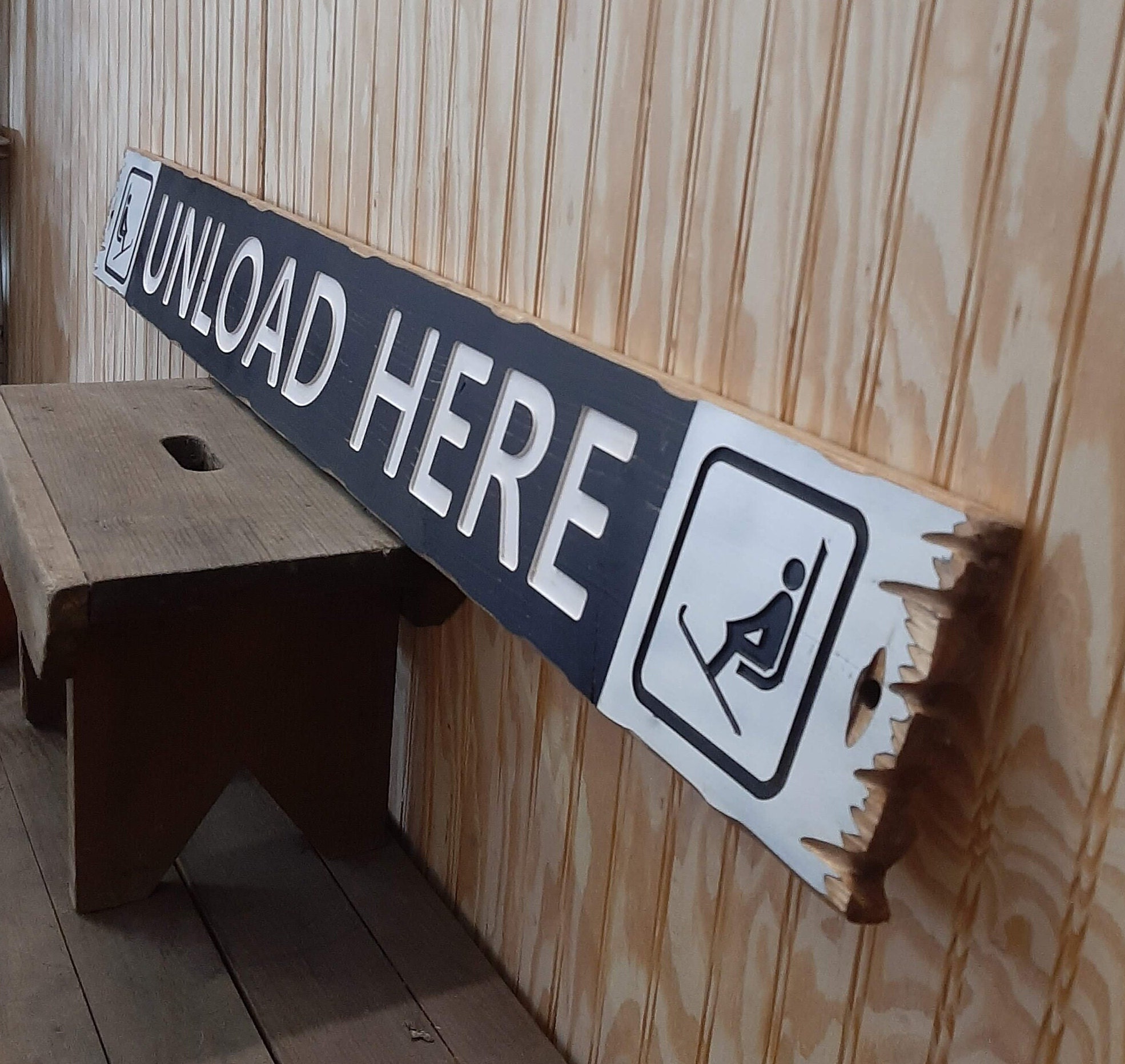 UNLOAD HERE/Carved/Rustic/Wood/Sign/Ski Cabin | Etsy